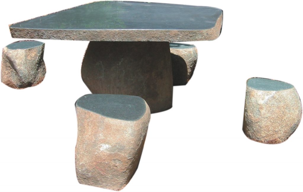 Rolling Stone Table with 4 Stools | Lotus International